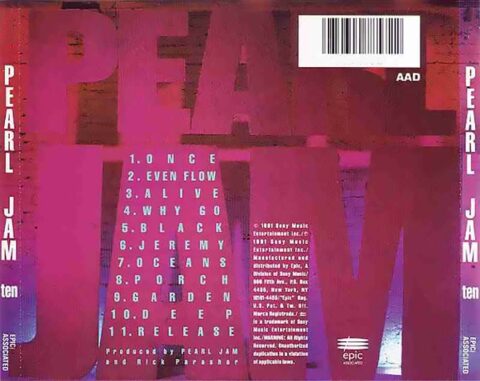 PEARL JAM: TEN Debut Studio Album (1991)