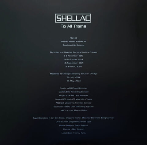 SHELLAC: TO ALL TRAINS Sixth Studio Album (2024)