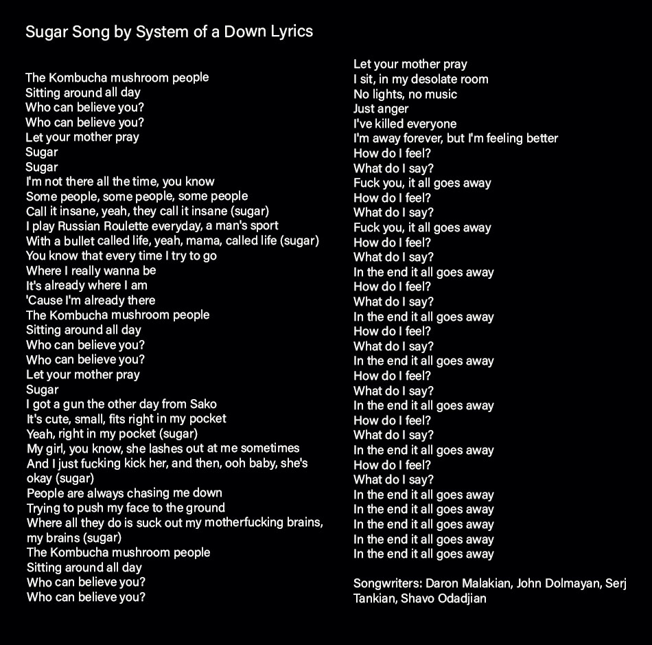 SYSTEM OF A DOWN SUGAR Debut Single Album 1998 SYSTEM OF A DOWN SUGAR Debut Single Album 1998