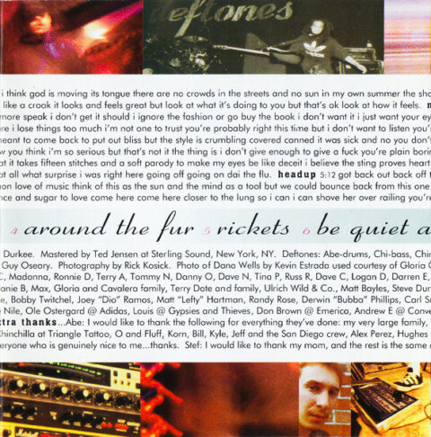 DEFTONES: AROUND THE FUR Second Studio Album (1997)