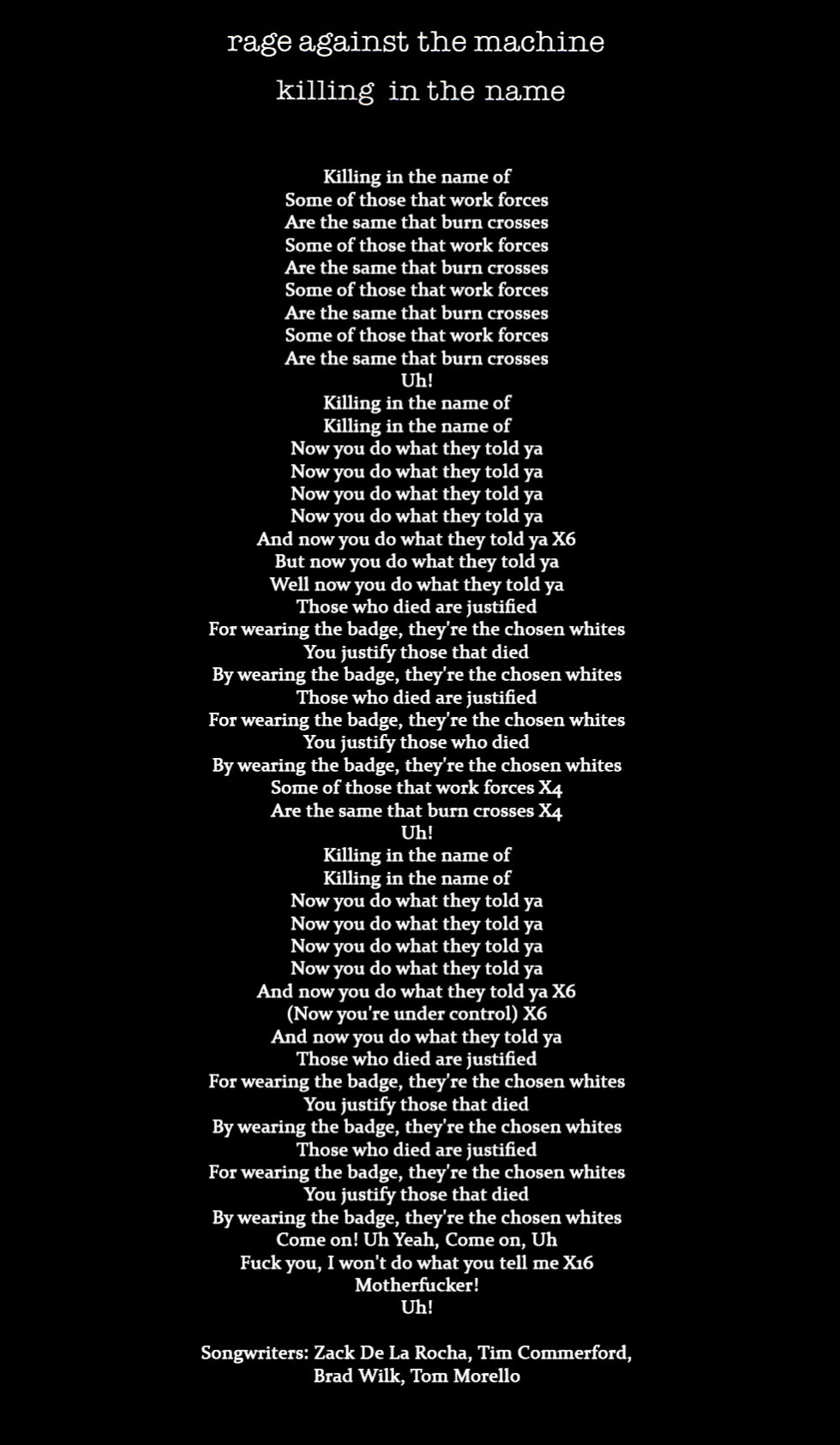 RAGE AGAINST THE MACHINE: KILLING IN THE NAME Single Album