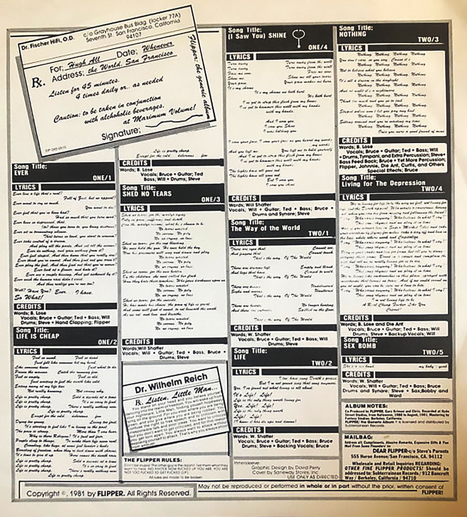 FLIPPER: ALBUM - GENERIC FLIPPER Debut Studio Album (1982)