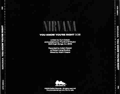 NIRVANA: YOU KNOW YOU'RE RIGHT Single Album (2002)