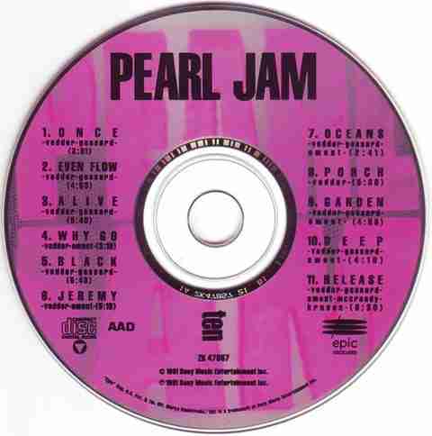 PEARL JAM: TEN Debut Studio Album (1991)